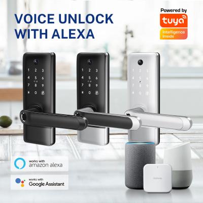 China Tuya Zigbee Smart Door Lock with Fingerprint Card WiFi BLE for sale