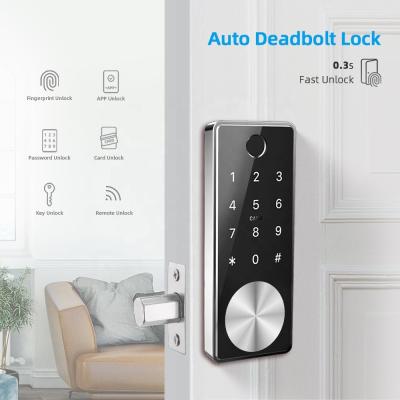 China 6V Electronic Fingerprint Front Door Lock Silver Color Zinc Alloy For Airbnb for sale