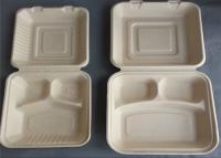 China 3 Compartment Biodegradable Disposable Microwave Fast Food Container 220x220x40mm 50g for sale