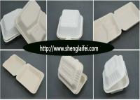 China 3 Compartment Biodegradable Disposable Microwave Fast Food Container 220x220x40mm 50g for sale