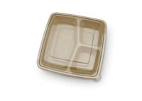 China Biodegradable 3 Compartment Disposable Lunch Box 23.2x13.3x6cm Straw Starch Clamshell for sale