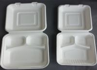 China Biodegradable 3 Compartment Disposable Lunch Box 23.2x13.3x6cm Straw Starch Clamshell for sale