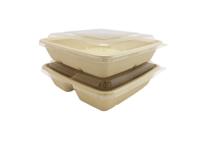 China Biodegradable 3 Compartment Disposable Lunch Box 23.2x13.3x6cm Straw Starch Clamshell for sale