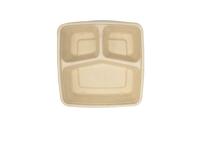 China Biodegradable 3 Compartment Disposable Lunch Box 23.2x13.3x6cm Straw Starch Clamshell for sale