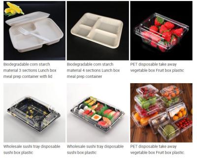 China biodegradable compostable food container box microwave safe cornstarch  container for sale