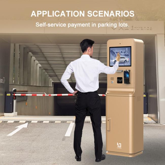 Outdoor Parking Lot Payment Kiosk With 21.5 Inch HD Touch Screen Camera Bank Card Reader Intercom QR Code Scanner Printer 0