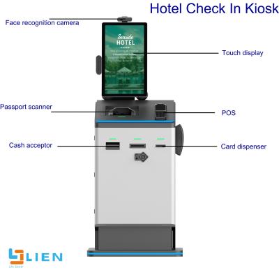 Cina 21.5 Inch Hotel Lobby Self-Service Check In Kiosk Con Scanner Pass / Dispenser delle Chiavi in vendita