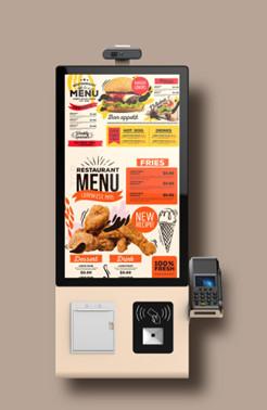 OEM 23.8 Inch Gold Wall Mounted Self Ordering Kiosk With Pos Holder Android/Windows