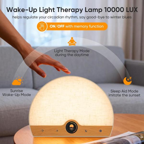 Quality 10000 Lux Dimmable Light Therapy Lamp with Sunrise Simulation and Sleep Aid for sale