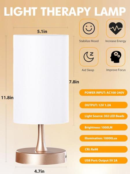 Quality 16W Desk Sad Lamp 2700K / 4000K / 6500K Mood Lights For Depression for sale