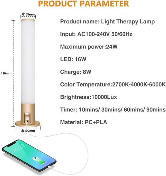 Quality Remote Control Daylight Simulation Lamp 10000LUX Happy Mood Light with 3 Color for sale