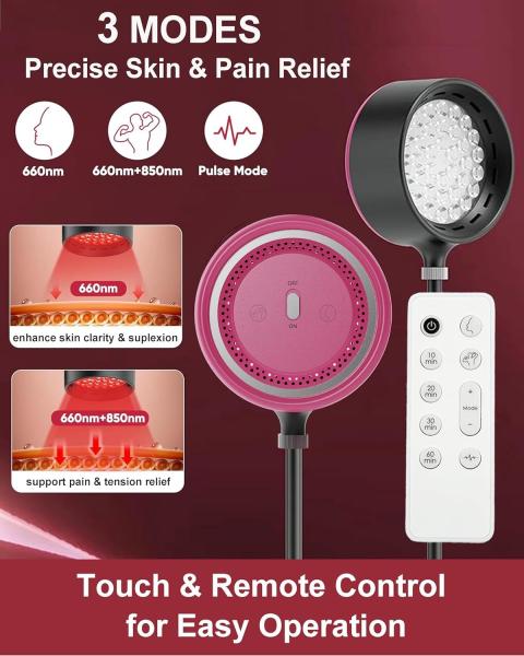 Quality 660nm+850nm Red Light Therapy Lamp with Remote Control and 30W Power for Home for sale