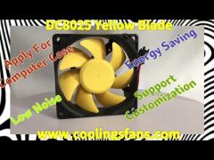 80x80x25mm DC Brushless Fan 5V 8025 Noise Reduction Yellow Leaves