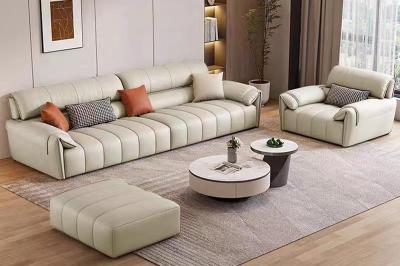 China Oversized Three-Seater Leather Sofa for Spacious Living Room Furniture for sale