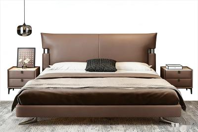 China Fabric Covered Light Luxury Genuine Leather Bed  for Organized Bedroom Spaces for sale