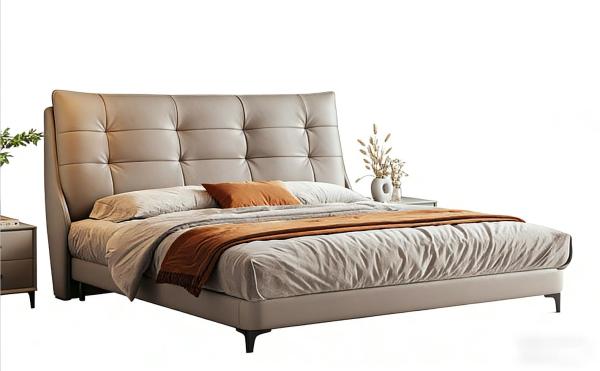 Quality Upholstered Leather Platform Bed for sale