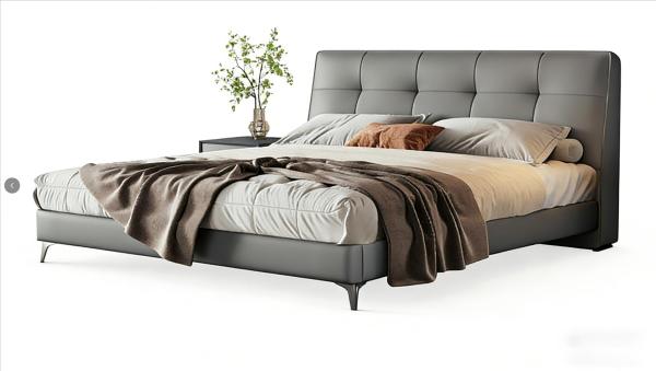 Quality Wear Resistant Cowhide Leather Bed with Storage Space for sale