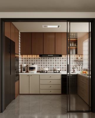 China Mid-Century Two-Tone Eco-Friendly Customizable Size Integrated Kitchen Cabinet for Modern Homes for sale