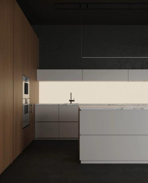 Quality Two-Tone Wood & White Marble Integrated Kitchen Island With Wooden Bar Counter for sale