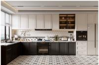 Quality French Retro Black & White Two-Tone L-Shaped Shaker Kitchen Cabinet With Glass for sale