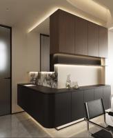 Quality Italian Minimalist Light & Dark Wood Living-Dining Custom Cabinet for sale