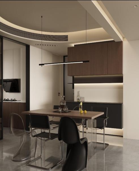 Quality Italian Minimalist Light & Dark Wood Living-Dining Custom Cabinet for sale