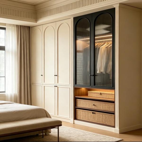 Quality French Retro Cream & Black Two-Tone Whole House Custom Cabinet for sale