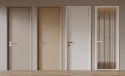 China Minimalist Narrow Frame Zero-Paint Veneer Interior Door Series (Solid & Fluted Glass Options) for sale