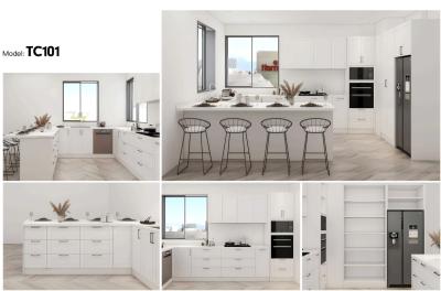 China Durable Block Board Kitchen Cabinet With Island | Formica Finish Custom Made Cabinet for sale