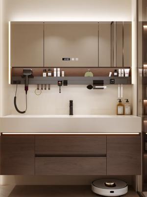 China Modern Bespoke Bathroom Vanity Set, LED Anti‑Fog Mirror Cabinet, Complete Unit For Overseas Export for sale