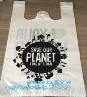 China Custom Printed Biodegradable Compost Bags Pharmacy Singlet Handle En13432 Certified for sale