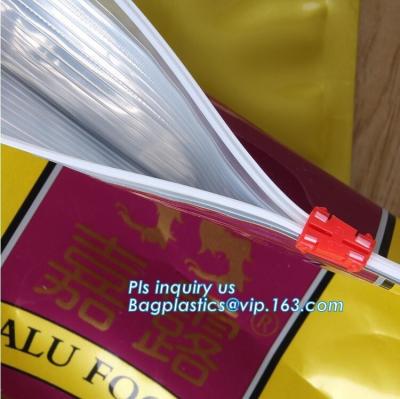 China Seitenkeil-Plastikaluminiumfolie-Plastikschoßhund-Nahrungsmitteltasche mit Schieberreißverschluß, Hundefutterblock-Unterseitenbeutel mit Schieber c for sale