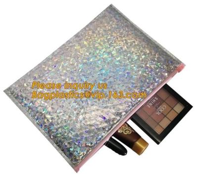 중국 화장용, 맞춘 화려한 금속성 버블 지퍼 백 패키징 코스메티를 위한 로고와 집록크 버블 가방 지퍼 쿠션 봉투 판매용