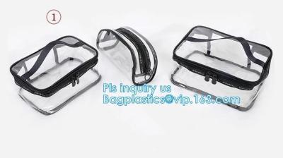 Cina La borsa d'imballaggio di viaggio cosmetico di plastica della serratura dello zip del PVC, viaggio stabilito sta sulle borse per l'agenzia con il logo su ordinazione, Pla impermeabile in vendita