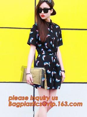 China Button Closure PVC Clutch Bag For Women Handbag Snap Sleeve Cosmetic Makeup Bag, Satchel Golden Handle Chain Clutch PVC for sale