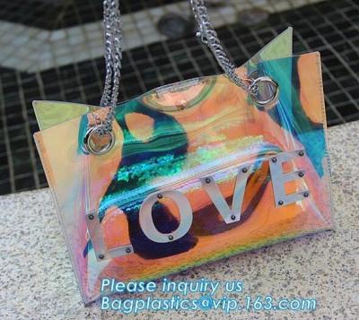 China Summer Beach Bag Vinyl PVC Transparent Small Tote Handbags Shopping Shoulder Bags, pvc waterproof shoulder beach bag, pa for sale