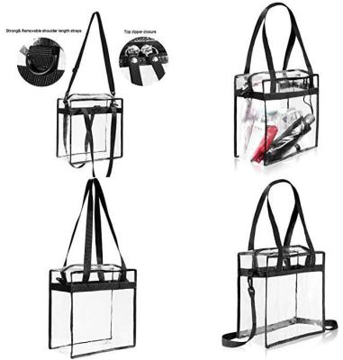 Cina la borsa della maniglia del PVC di promozione, sacchetti della spesa su misura adatta le chiare borse trasparenti, la chiara borsa di plastica w della chiusura lampo del PVC della chiusura lampo in vendita