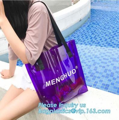 China Saco Tote Bag Large Beach Bag transparente do estádio do fechamento do zíper e totalizadores com zíper Carry Shopping Bag For Women à venda