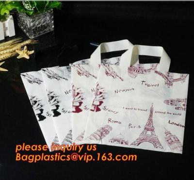 China Custom Print Soft Loop Handle Plastic Shopping Bag with handles,Colored Soft Loop Plastic Handle Bags With Cardboard Ins for sale
