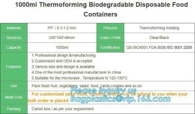 Cina scatola di pranzo eliminabile di plastica sicura dell'alimento di 3 compartimenti di stoccaggio del congelatore di plastica di a microonde, tum eliminabili del contenitore degli alimenti a rapida preparazione in vendita