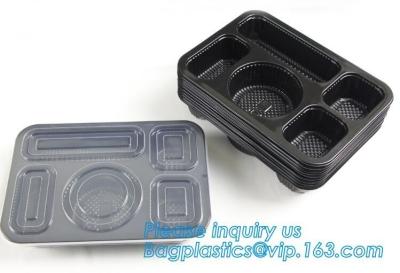 Cina scatola di pranzo eliminabile di plastica sicura dell'alimento di 3 compartimenti di stoccaggio del congelatore di plastica di a microonde, tum eliminabili del contenitore degli alimenti a rapida preparazione in vendita