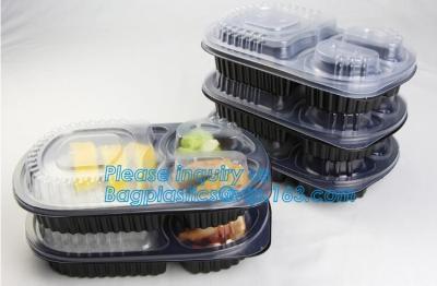 Cina scatola di pranzo eliminabile di plastica sicura dell'alimento di 3 compartimenti di stoccaggio del congelatore di plastica di a microonde, tum eliminabili del contenitore degli alimenti a rapida preparazione in vendita