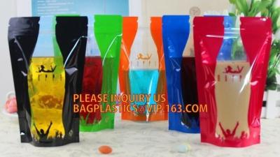 China stand up reclosable drinking pouches cold drink Zip lockkk bag with straw,Beveragereusable Kids Snack Zip Lock Juice Drink for sale