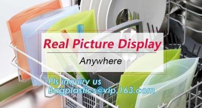 中国 気密のシールの食糧貯蔵容器の多目的で再使用可能なシリコーンの食品保存袋、注文のロゴのジッパー ロック再使用可能なSil 販売のため