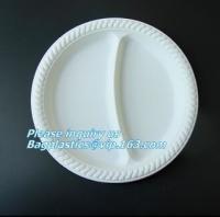 China Food  Eco Friendly Dinnerware , Compartment Disposable Corn Starch Plates for sale