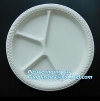 China Food  Eco Friendly Dinnerware , Compartment Disposable Corn Starch Plates for sale