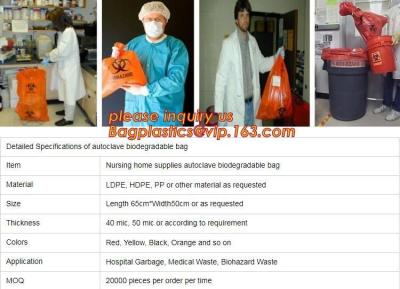 Cina Tipo borsa di immondizia dello spreco di rischio biologico, tipo borsa di immondizia dello spreco di rischio biologico, isolamento del cordone del LDPE del cordone dell'HDPE contagioso in vendita