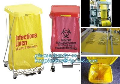 China Bolsos infecciosos de la autoclave del polietileno del Biohazard rojo/amarillo del hospital disponible, basura del Biohazard del cierre de tira/basura b for sale