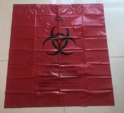 China Adhensive tape bag, self seal bagsYellow/red/black biohazard infectious/medical waste bag/liner with drawcord/drawstring for sale