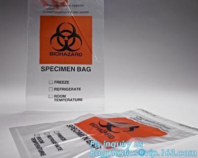 China LDPE Poly Biohazard Waste Disposal Bags Lab Biohazard Specimen With Zip lockkk Closure for sale